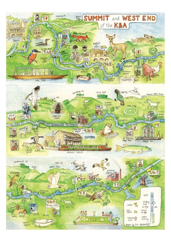 Canal Map Kennet and Avon Summit and West End A4 | Etsy