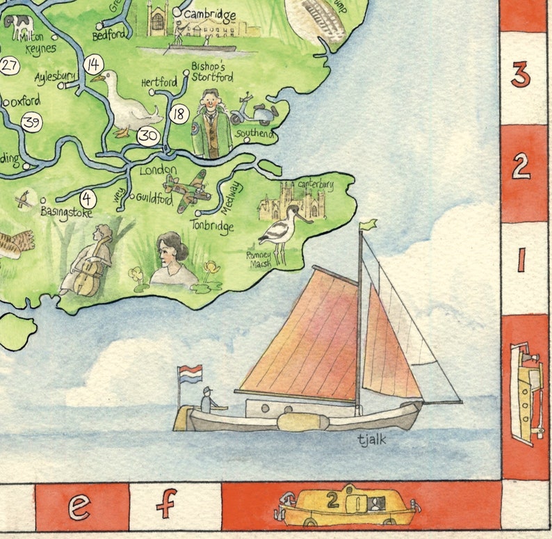 Canals and Waterways of England and Wales Map A4 - Etsy