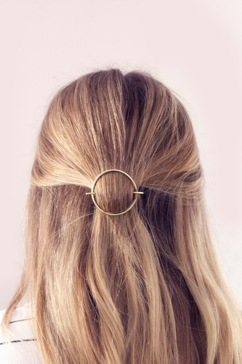 Brass Hair Slide Circle - Etsy