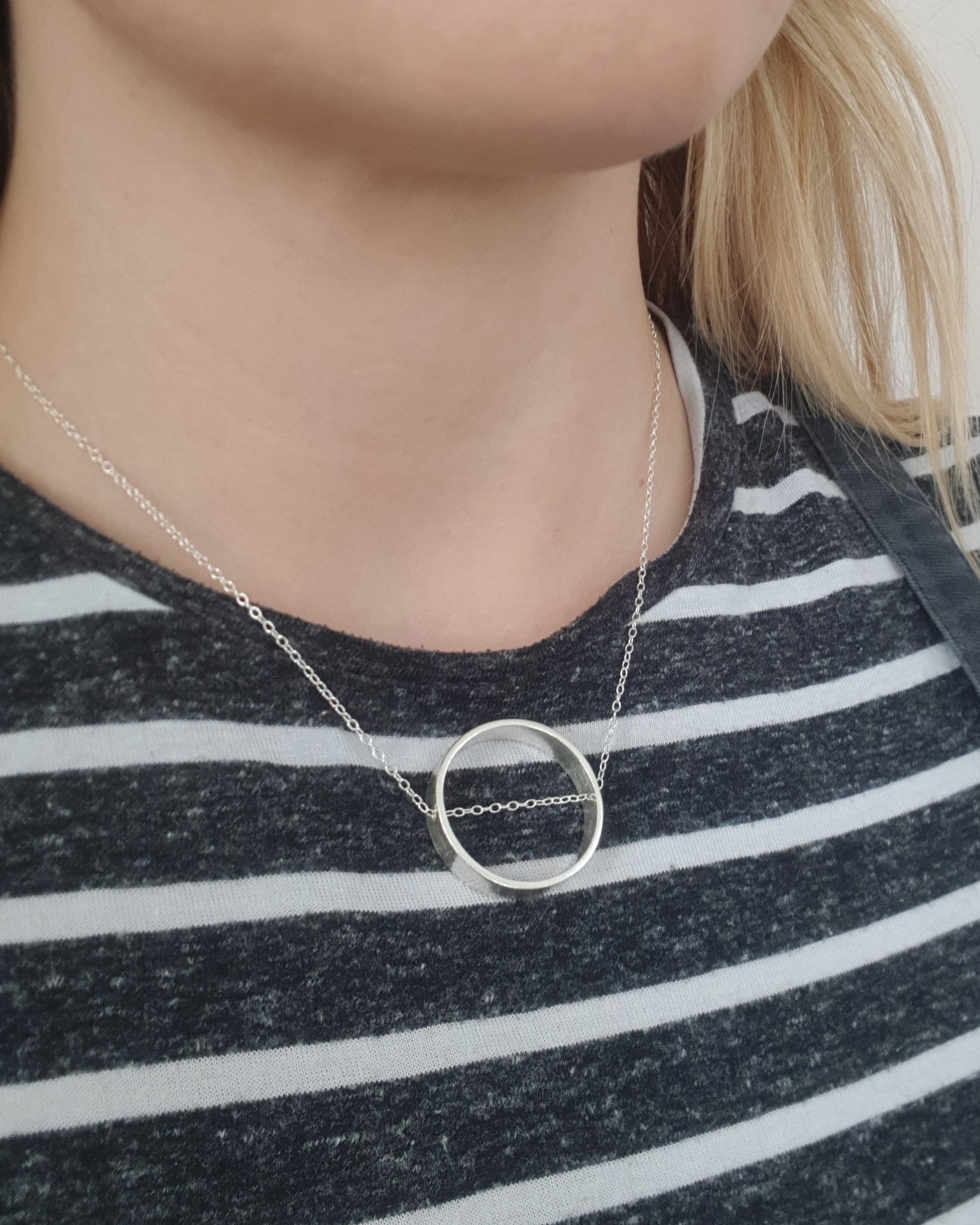 Large Circle Necklace Sterling Silver Modern Geometric | Etsy