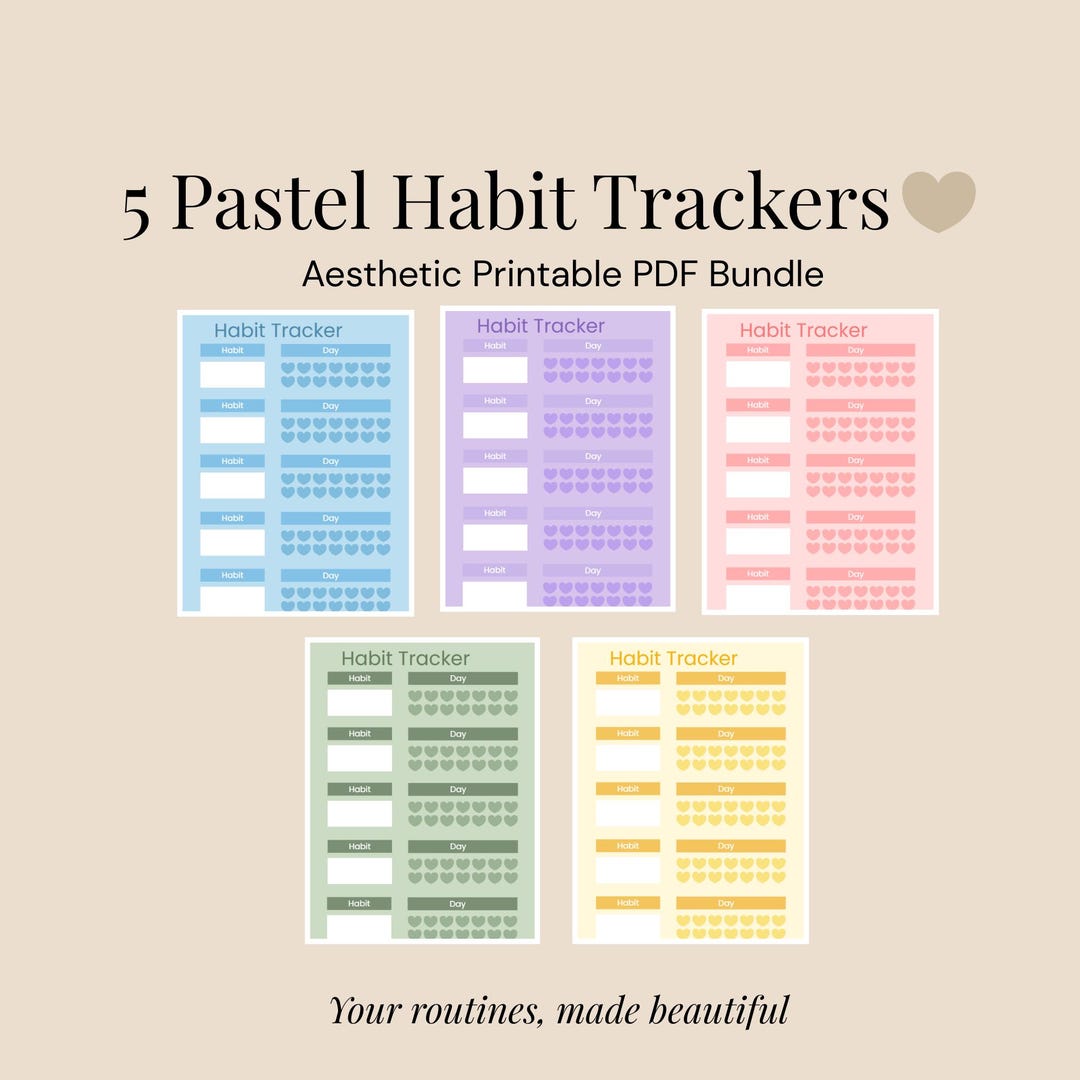 Pastel Habit Tracker Printable | Aesthetic Daily Planner PDF ...
