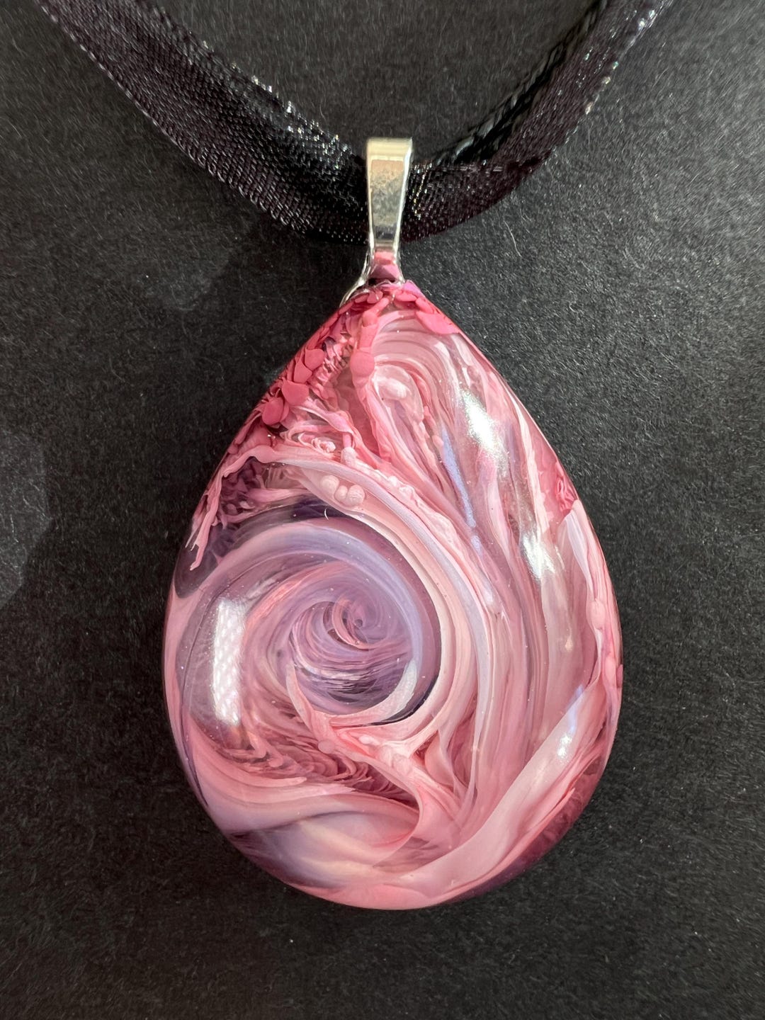 Whirlwind: Pink & White Handmade Pendant Comes on an 18-20" Adjustable ...