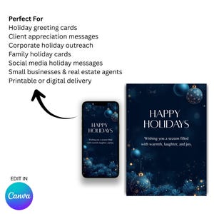 Editable Holiday Greeting Card Template | Digital Download | Print and ...