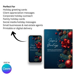 Editable Holiday Greeting Card Template | Digital Download | Print and ...