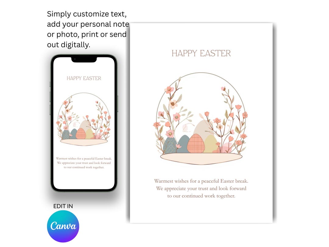 Editable Easter Greeting Card Template | Digital Download | Print and ...