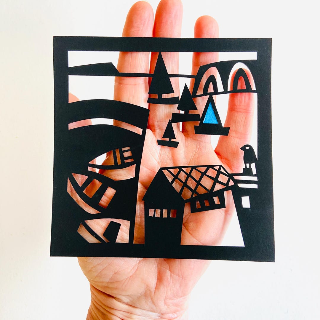 Harbour Papercut Template: Coastal DIY Art (PDF & SVG) - Etsy