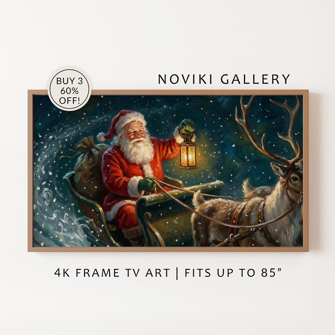Christmas Frame TV Art: Santa Sleigh Holiday Screensaver for Samsung ...