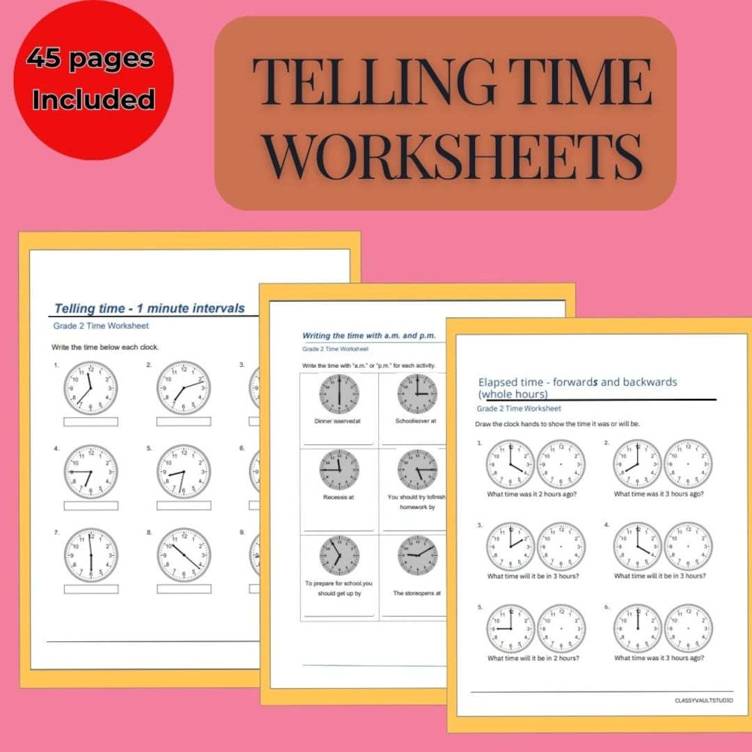 Telling Time Worksheets Bundle: Analog & Digital Clock Practice ...
