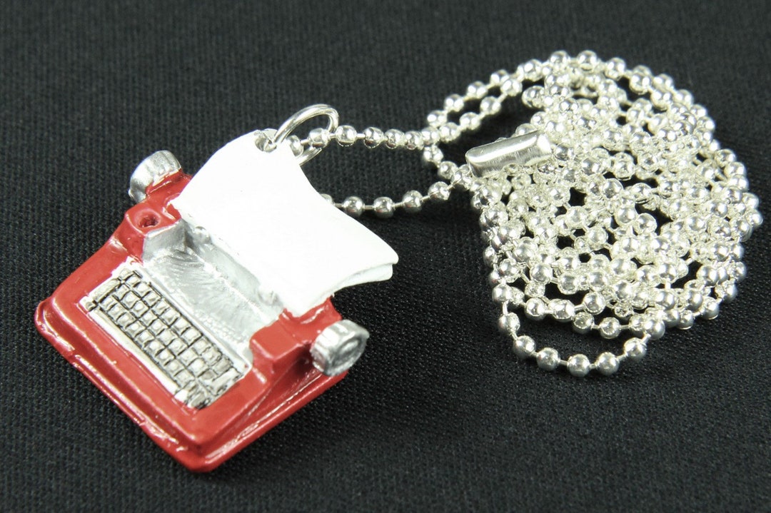 Typewriter Keys Necklace Miniblings 80cm Writer Writing Author Red - Etsy