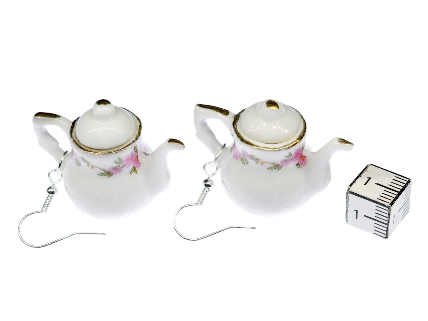 Pot Earrings Miniblings Teapot Can Coffee Porcelain Ceramic Tea Round ...