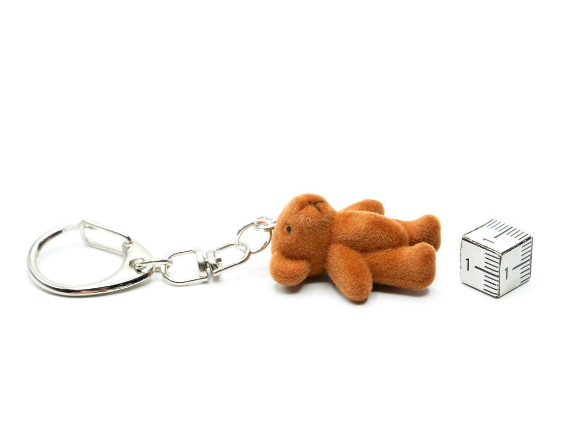 Teddy Bear Key Ring Miniblings Pendant Key Ring Flocked Light Brown - Etsy