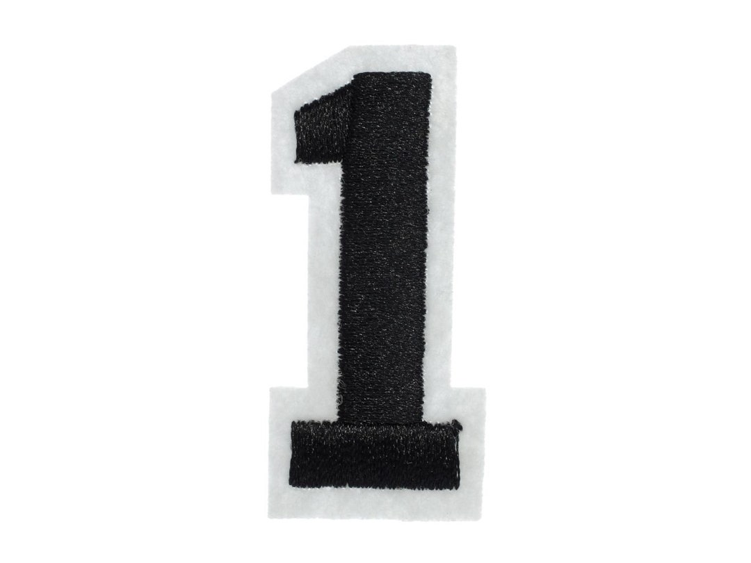 Iron on Patch One Number College Miniblings White Black Press Ironing ...