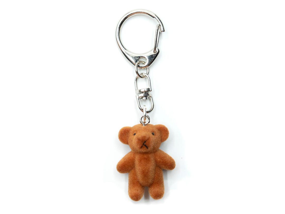 Teddy Bear Key Ring Miniblings Pendant Key Ring Flocked Light Brown - Etsy