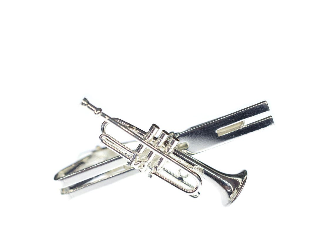 Trumpet Tie Clip Bar + Box Trumpeter Instrument Music Silver Plated ...