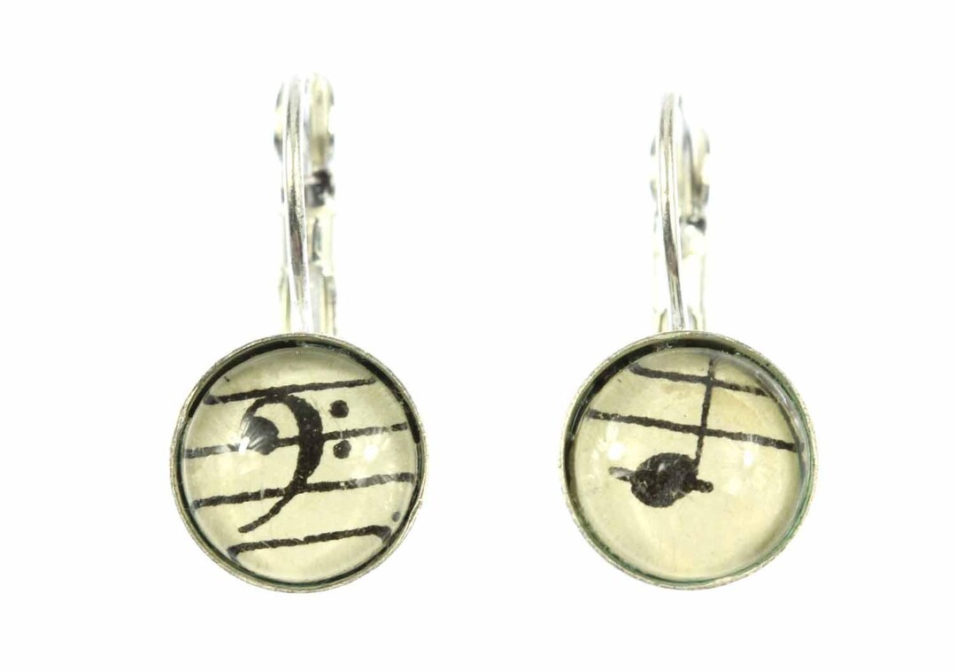 Notes and Treble Clef Note Earrings Cabochon Miniblings Beethoven 12mm ...