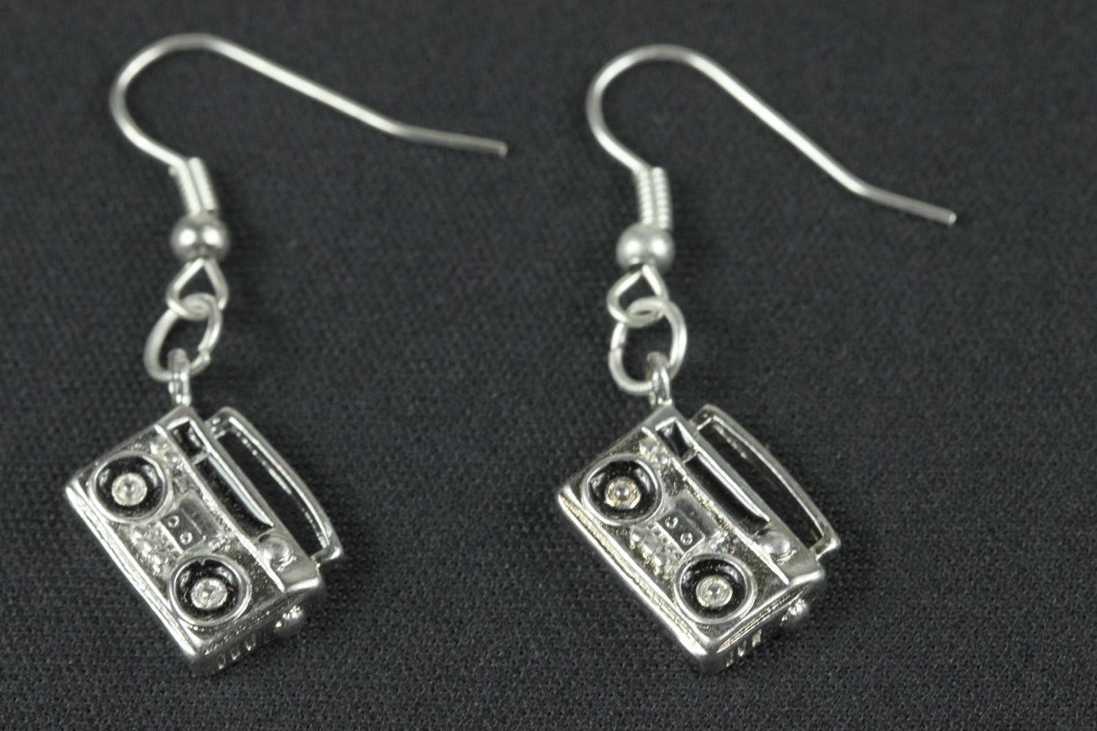 Recorder Earrings Miniblings Boom Box Music Cassette Tape 80S | Etsy