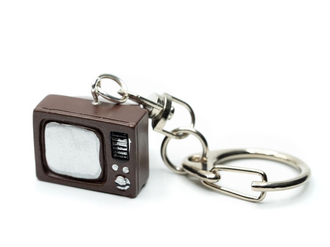 TV Key Chain Miniblings Pendant Key Ring Tv 3d Retro Brown - Etsy