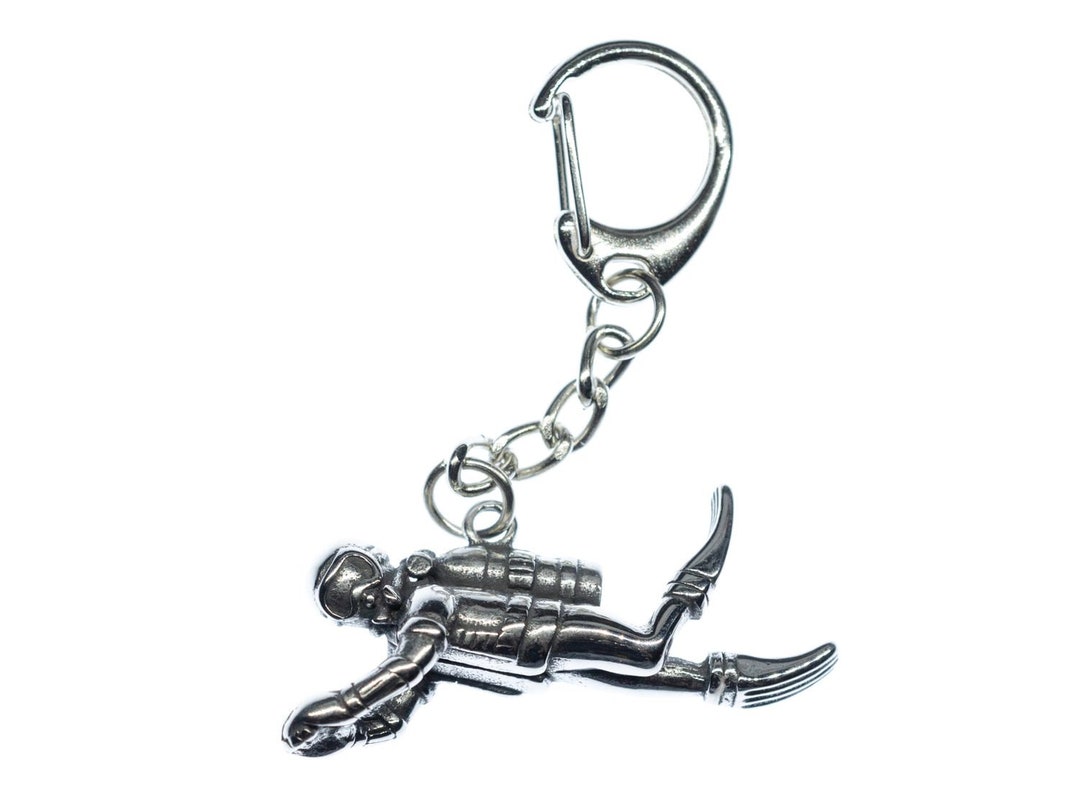 Diver Key Chain Miniblings Diving Suit Keychain Keyring Silver 50mm - Etsy