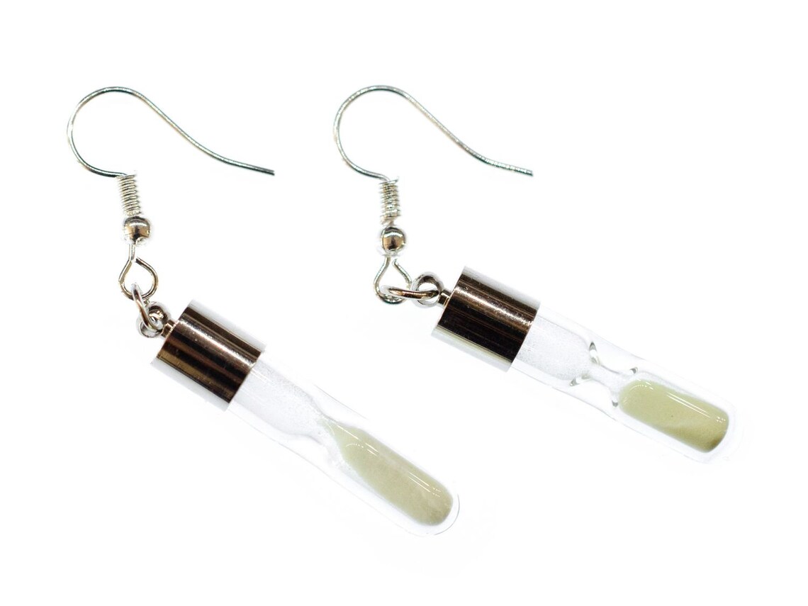 Hourglass Earrings Functioning Sand Time Seconds Glow in Dark - Etsy