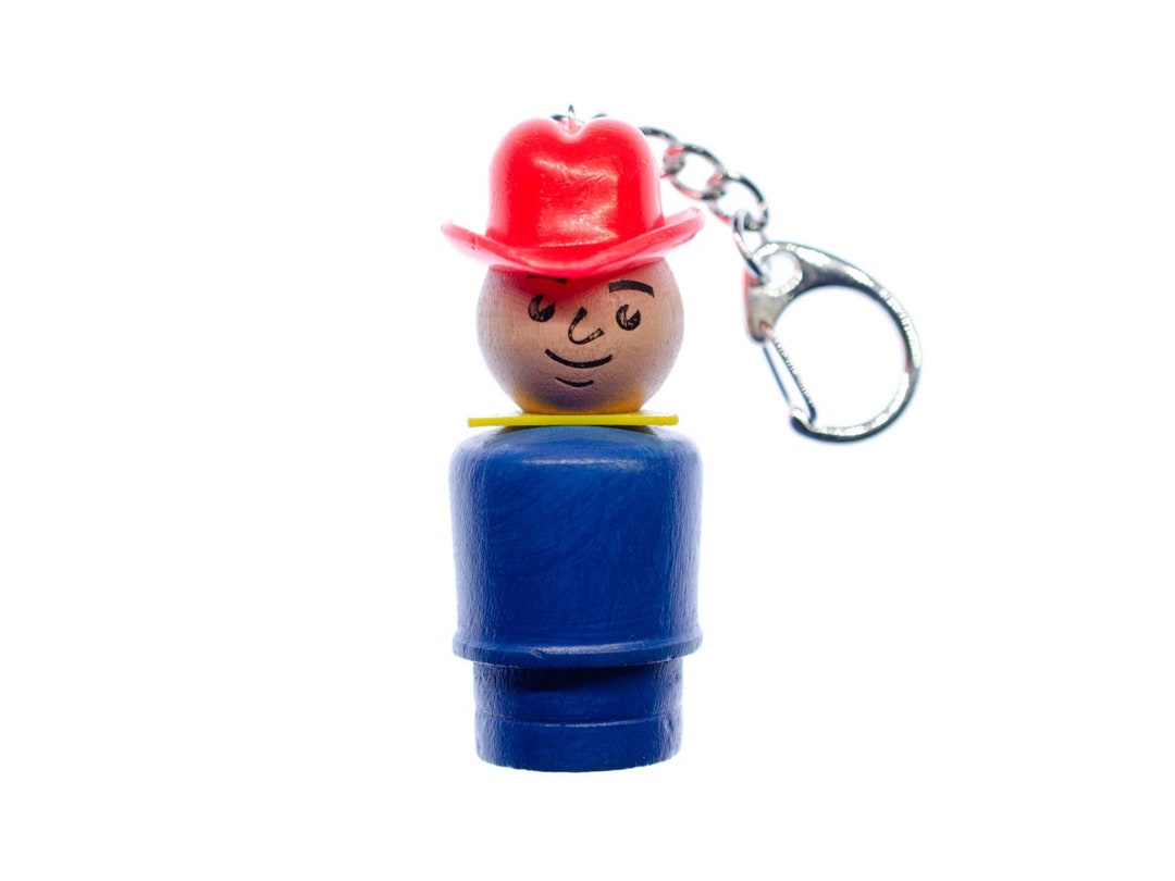 Fisher Price Little People Farmer Key Chain Cowboy Miniblings Blue ...