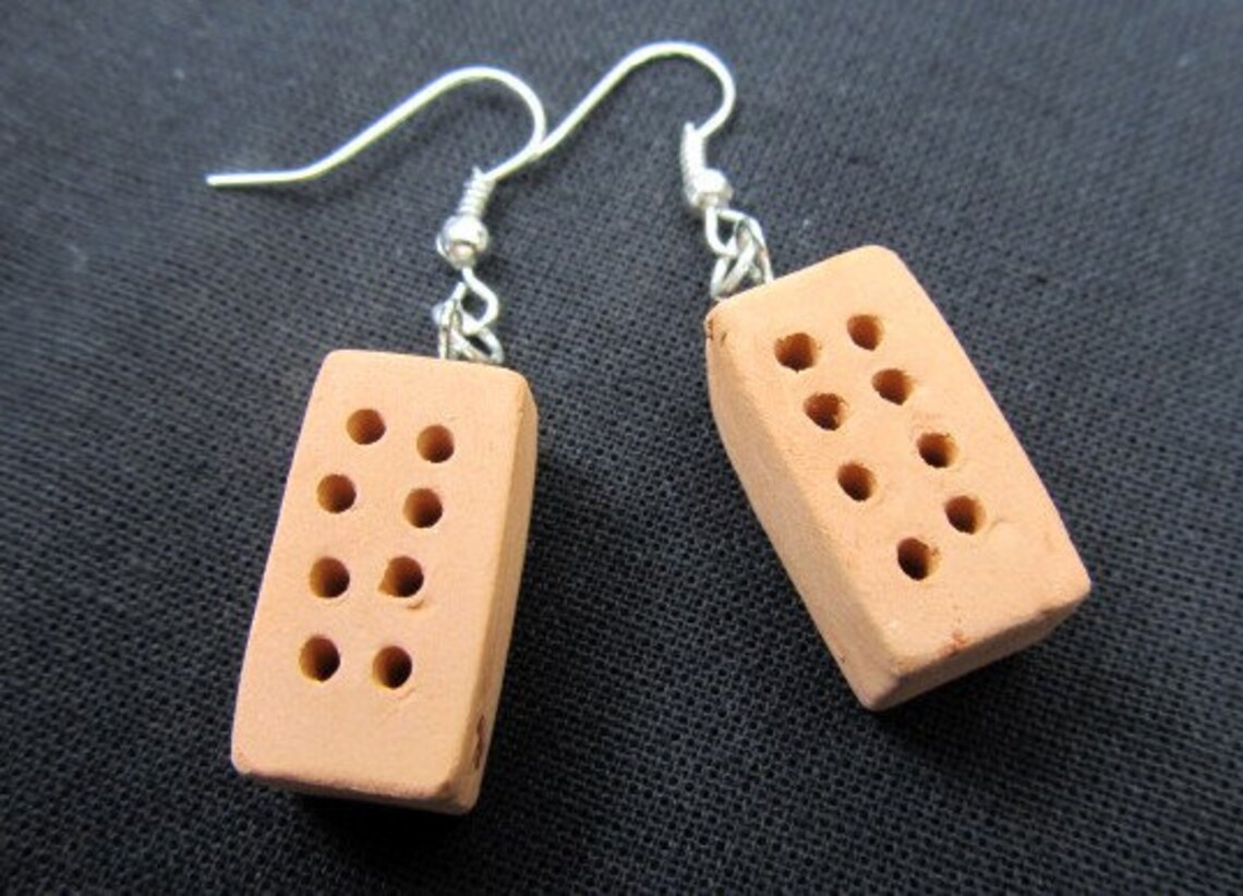 Brick Earrings Miniblings Stone Bricks Blocks House Mason Wall | Etsy