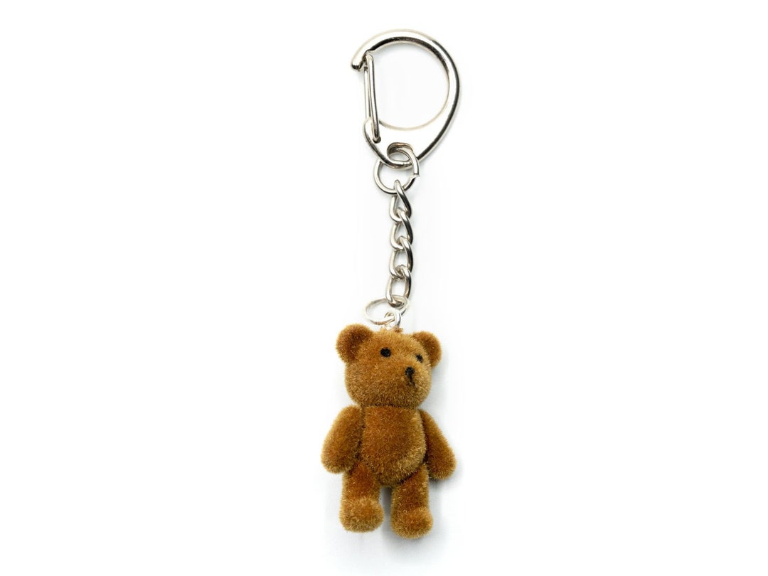 Teddy Bear Key Ring Miniblings Pendant Key Ring Flocked Light Brown - Etsy