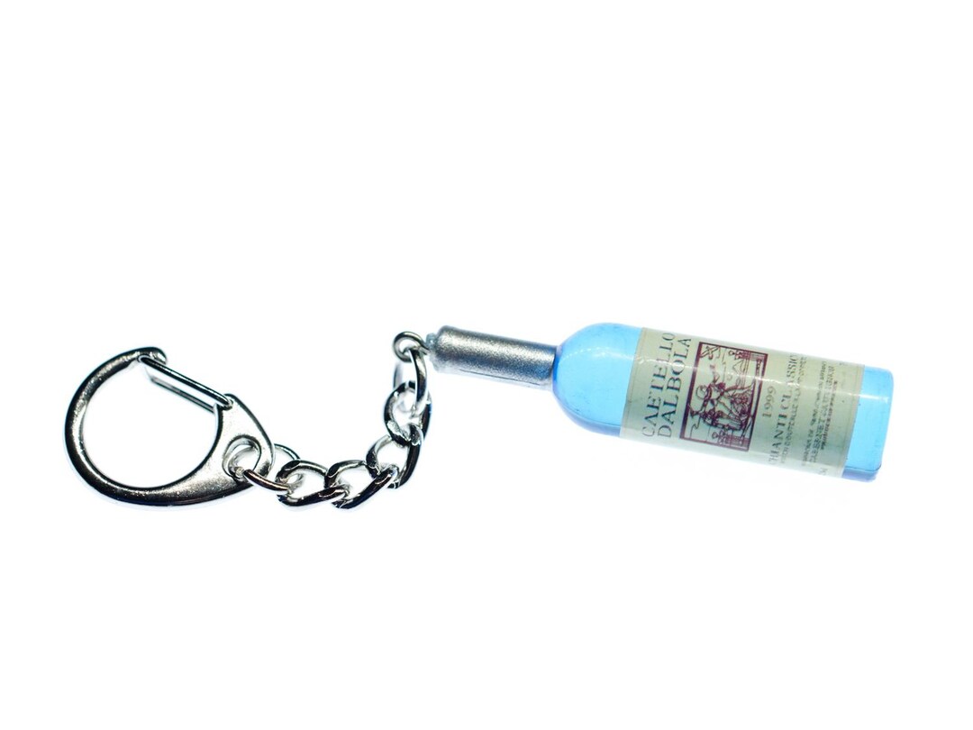 Wine Bottle Keychain Miniblings Key Chain 48mm Key Pendant Keyring Blue ...