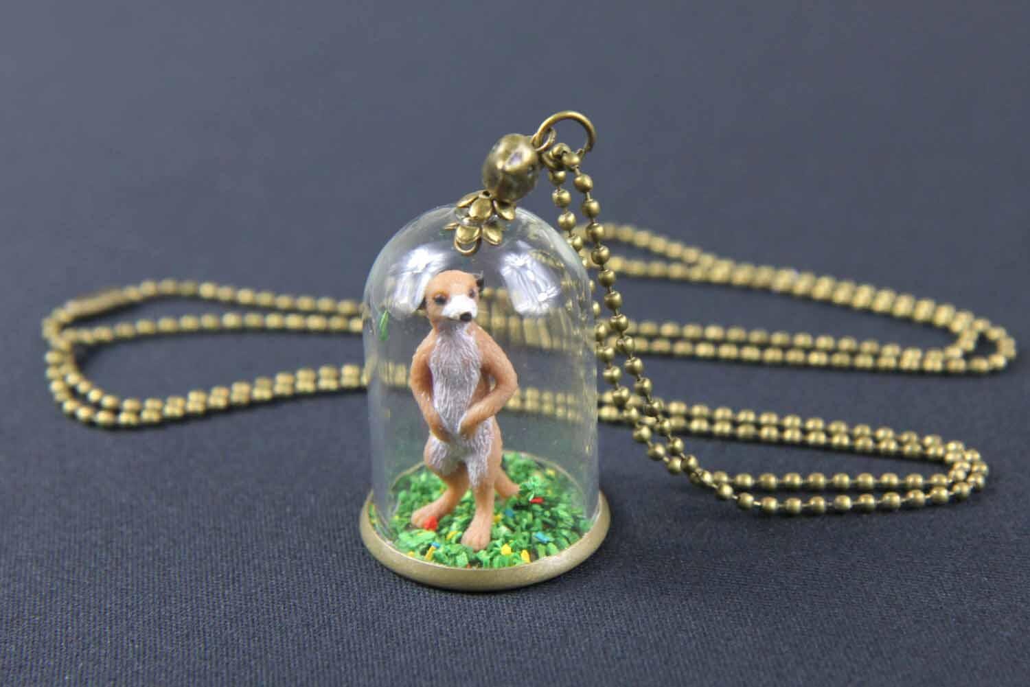 Meerkat Glass Necklace Miniblings 80cm Prairie Dog Meerkats | Etsy
