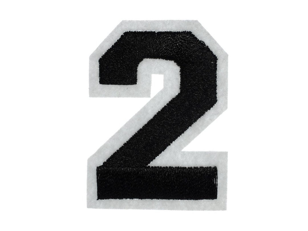 Iron on Patch Two Number College Miniblings White Black Press Ironing ...