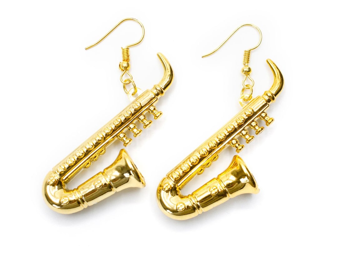 Saxophone Earrings Miniblings Pendant Orchestra Music Instrument FUN ...