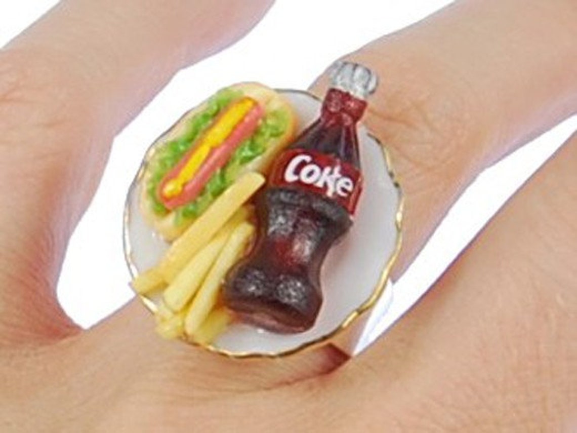 Fast Food Ring Miniblings Soda Fries Hot Dog Eating Lemonade - Etsy