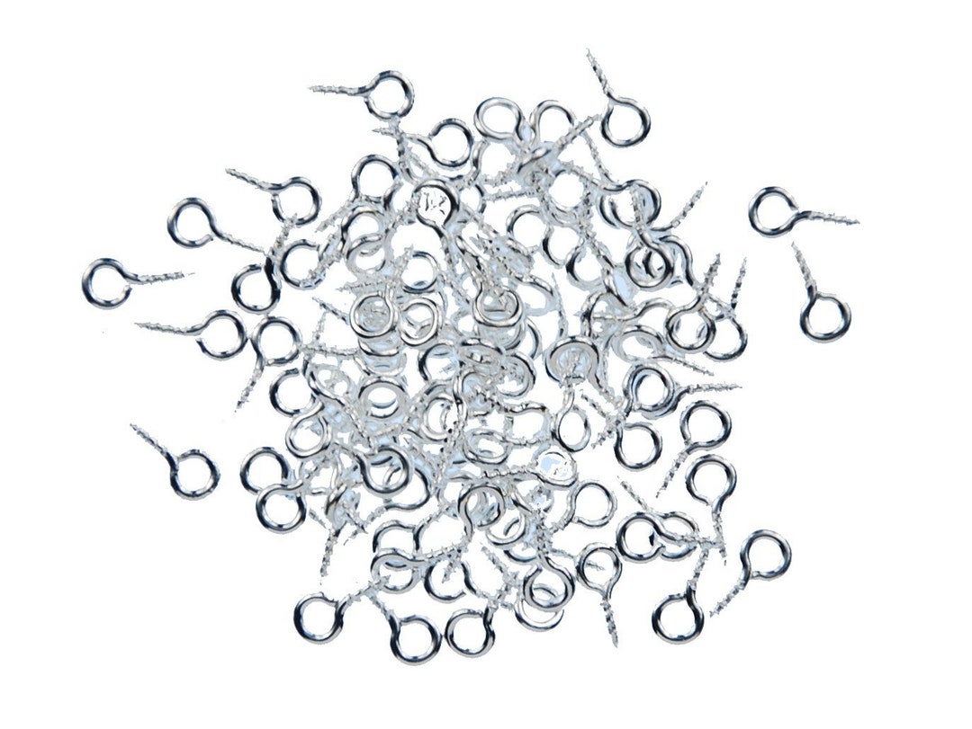 100X Eyebolts Screws Hole Screw Eye Bolts Eyelets 7mm Silver Plated ...