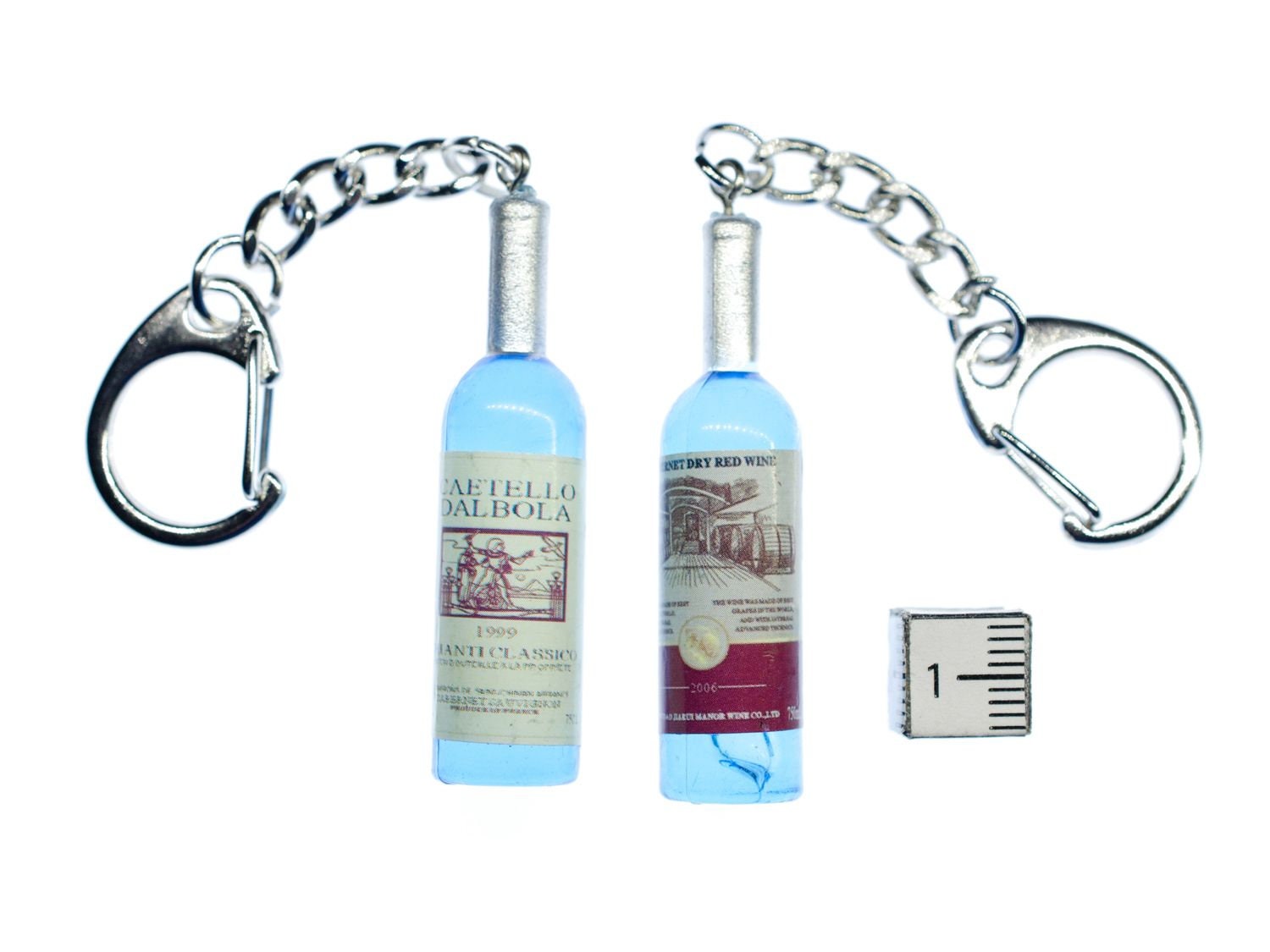 Wine Bottle Keychain Miniblings Key Chain 48mm Key Pendant Keyring Blue ...