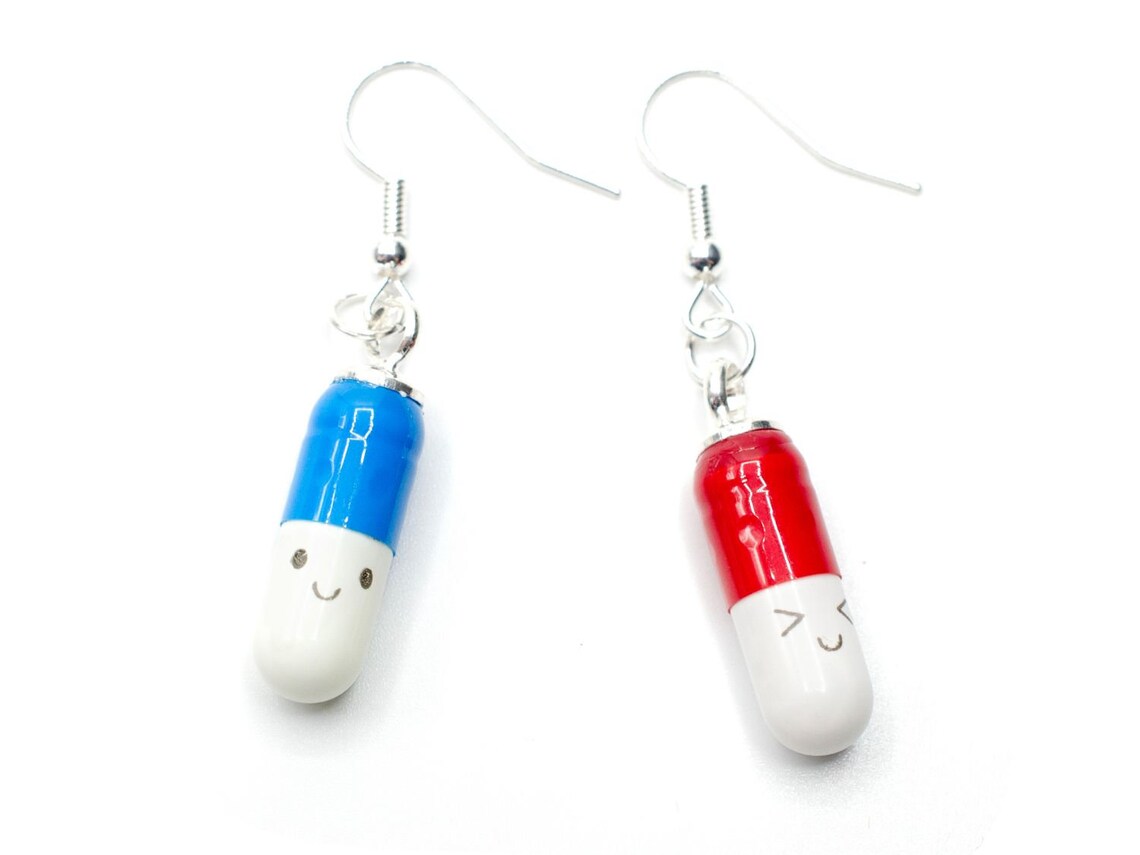 Pill Earrings Capsules Doctor Colored Medicine Your Message - Etsy