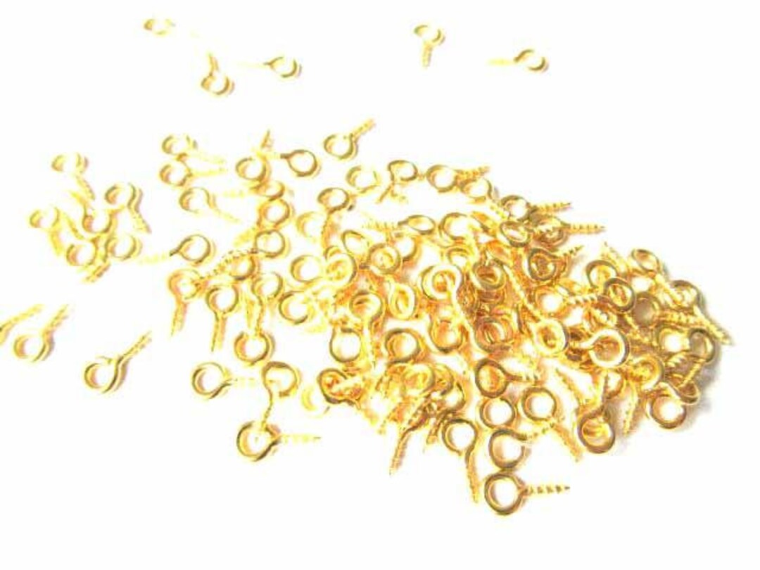 100X Eyebolts Screws Hole Screw Eye Bolts Eyelets 7mm Gold Plated ...