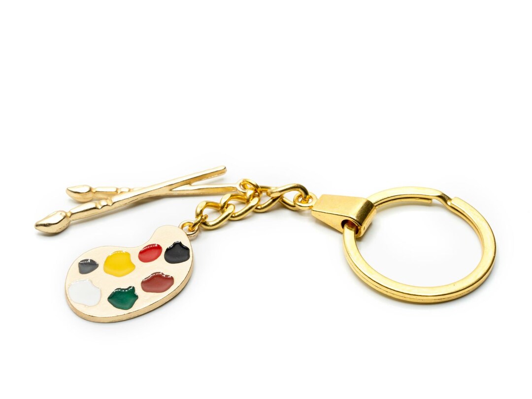 Color Palette Key Pendant Miniblings Pendant Key Ring Brush Gold Artist ...