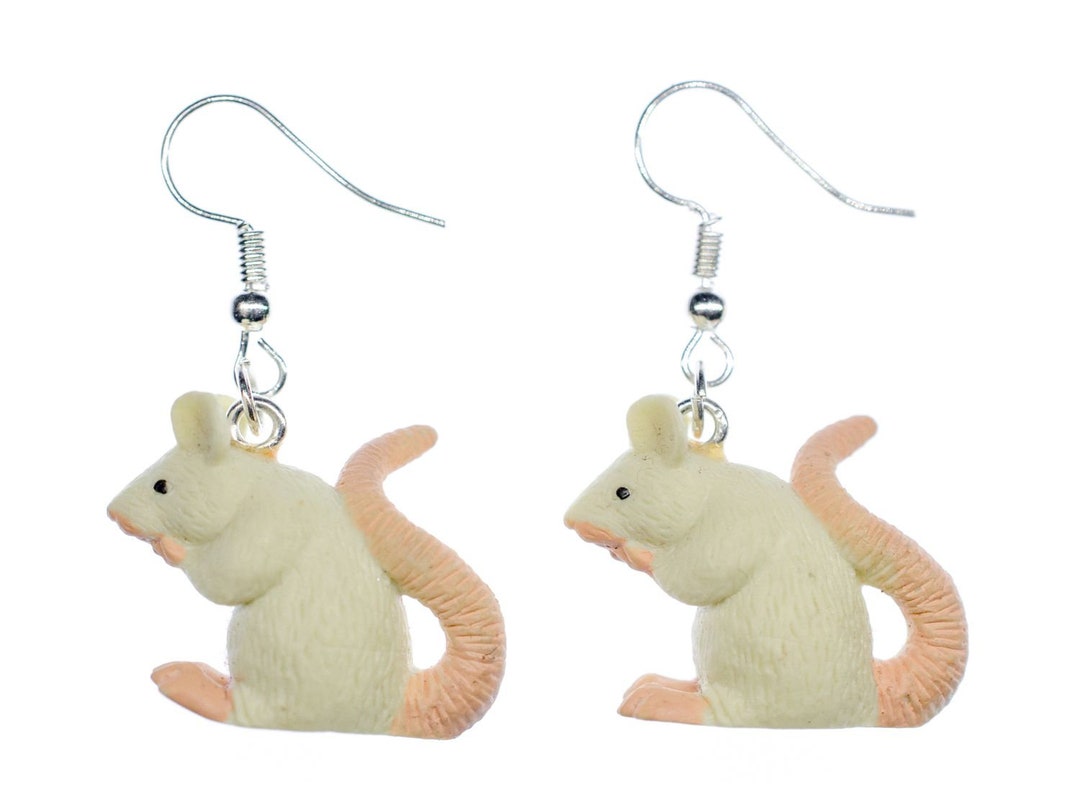 Rat Earrings Miniblings Mice Mouse Rats Rubber White 18mm Rodent - Etsy