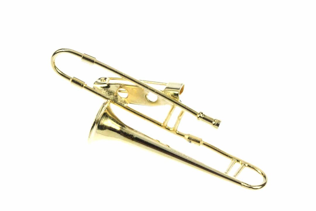 Trombone Brooch Miniblings Button Pin Badge Trombonist Gold Plated ...