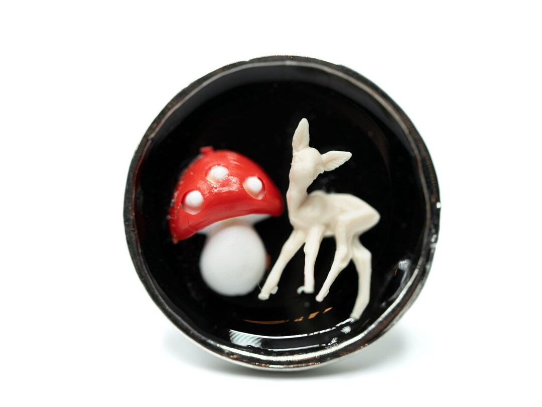 Fairy Tale Roe Deer Mushroom Brooch Miniblings Badge Pin Forest Fawn ...