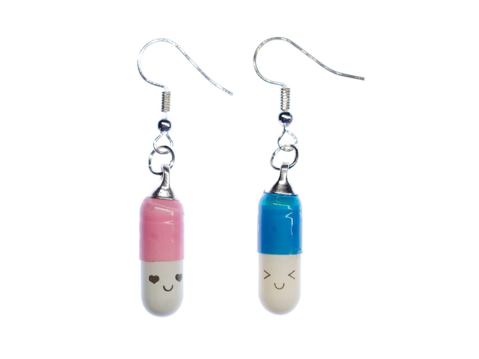 Pill Earrings Capsules Doctor Colored Medicine Your Message - Etsy