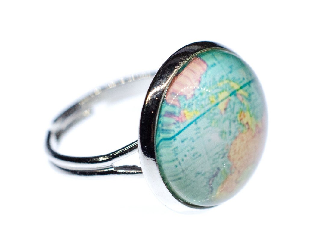 Cabochon Ring World Globe Maps Space Map Geography Rings Fingerring ...