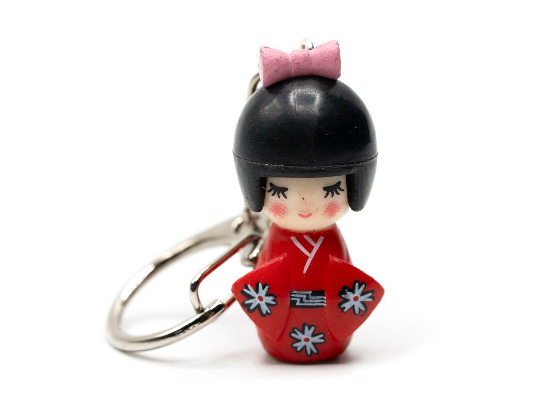 Geisha Key Ring Chain Miniblings Doll Dolls Asia Red Kokeshi - Etsy