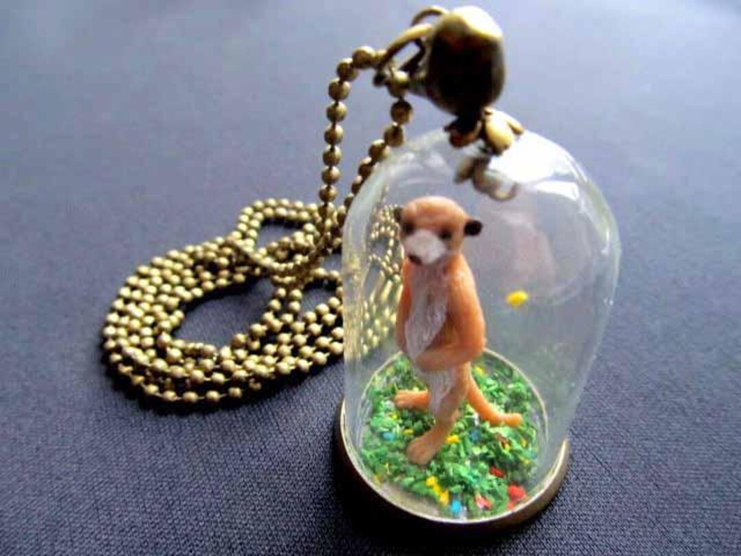 Meerkat Glass Necklace Miniblings 80cm Prairie Dog Meerkats Dome Africa ...