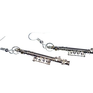 Transverse Flute Earrings Miniblings Music + Box Silver Plated 4cm ...