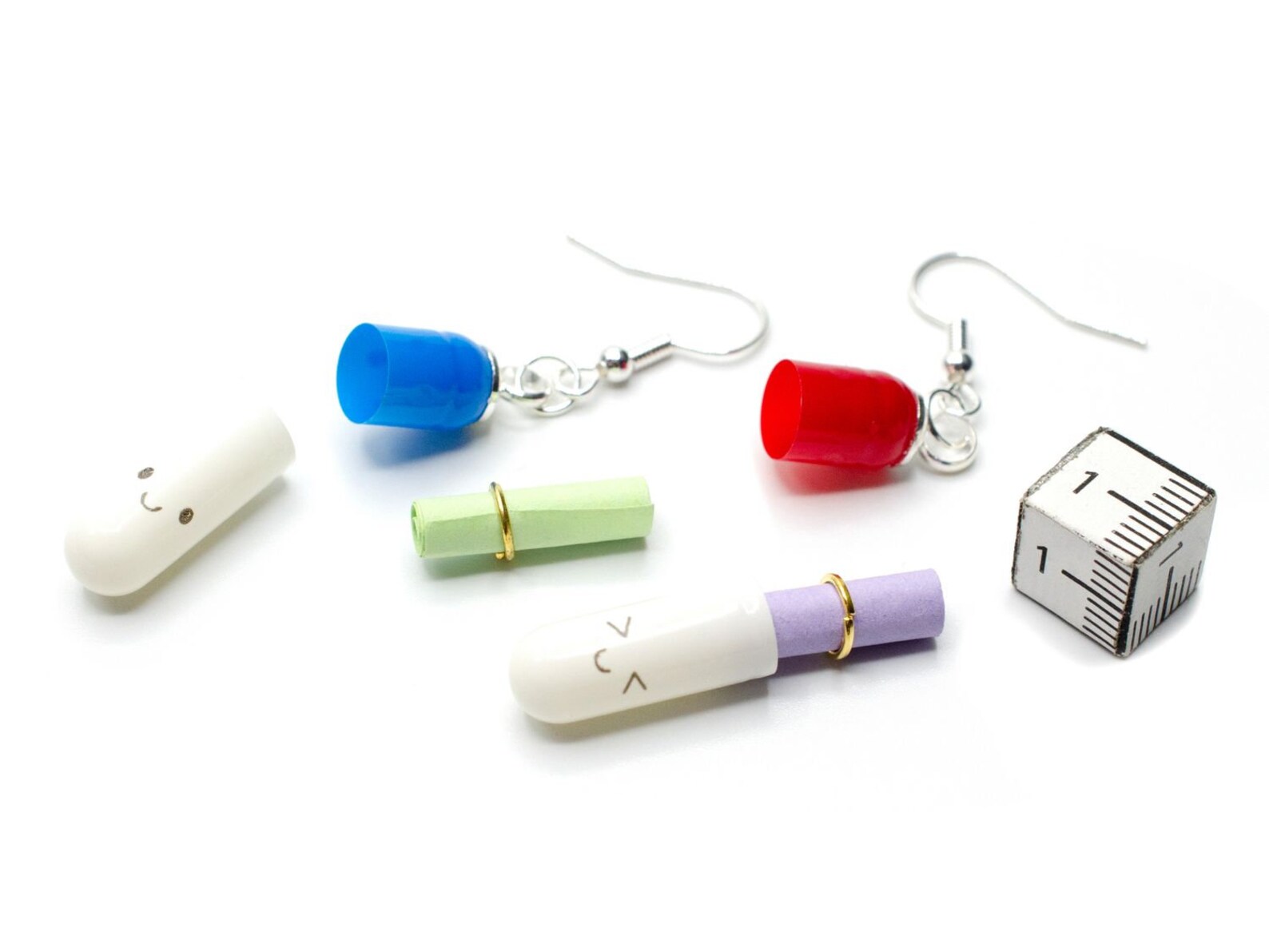 Pill Earrings Capsules Doctor Colored Medicine Your Message - Etsy