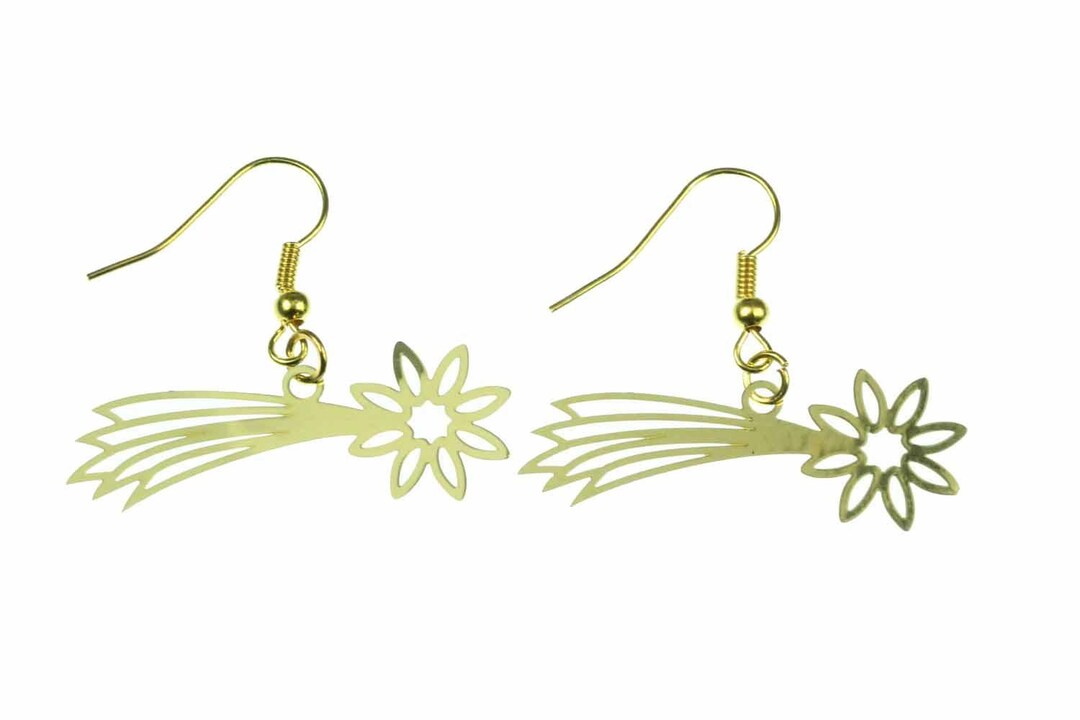 Shooting Stars Falling Star Earrings Christmas Xmas Comet Golden ...
