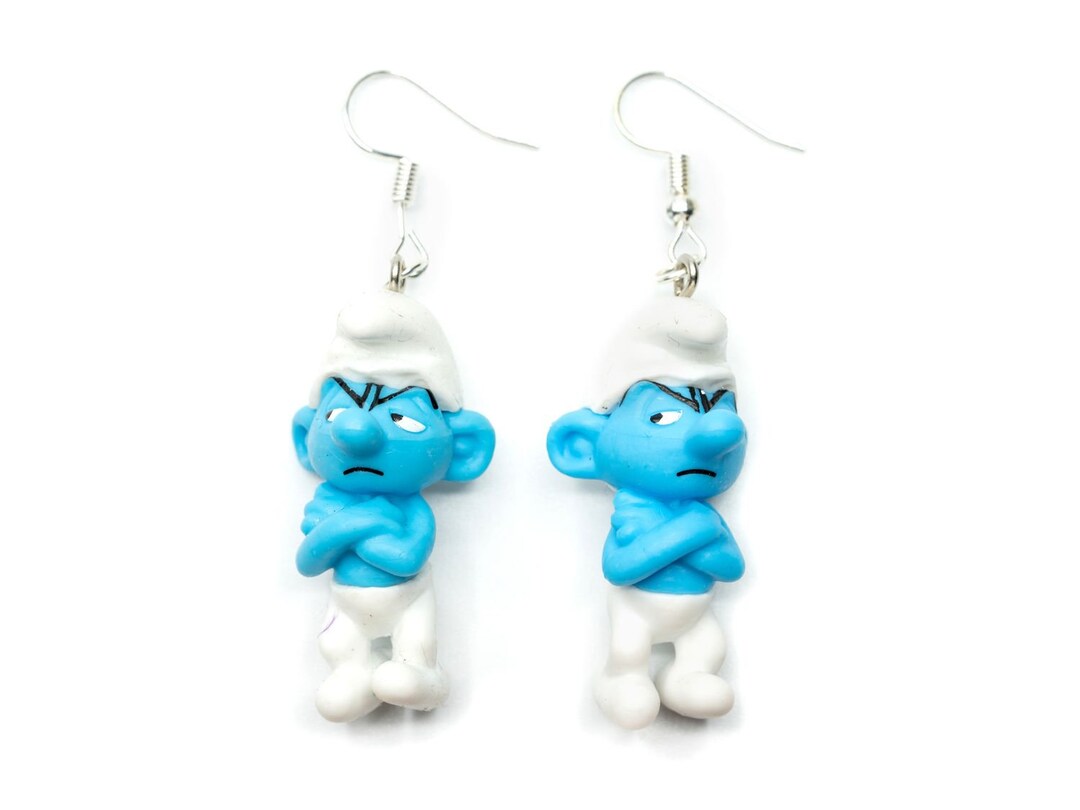 Muffi Smurf Earrings Miniblings Smurfs Pissed off Annoyed Sour Smurf - Etsy