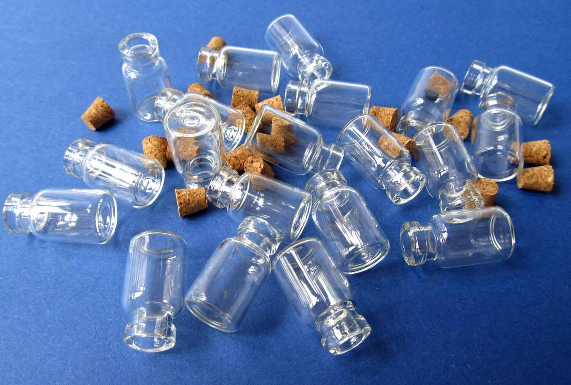 20X Mini Bottles Corks Storage Jar Glass Miniblings Mini 25mm | Etsy