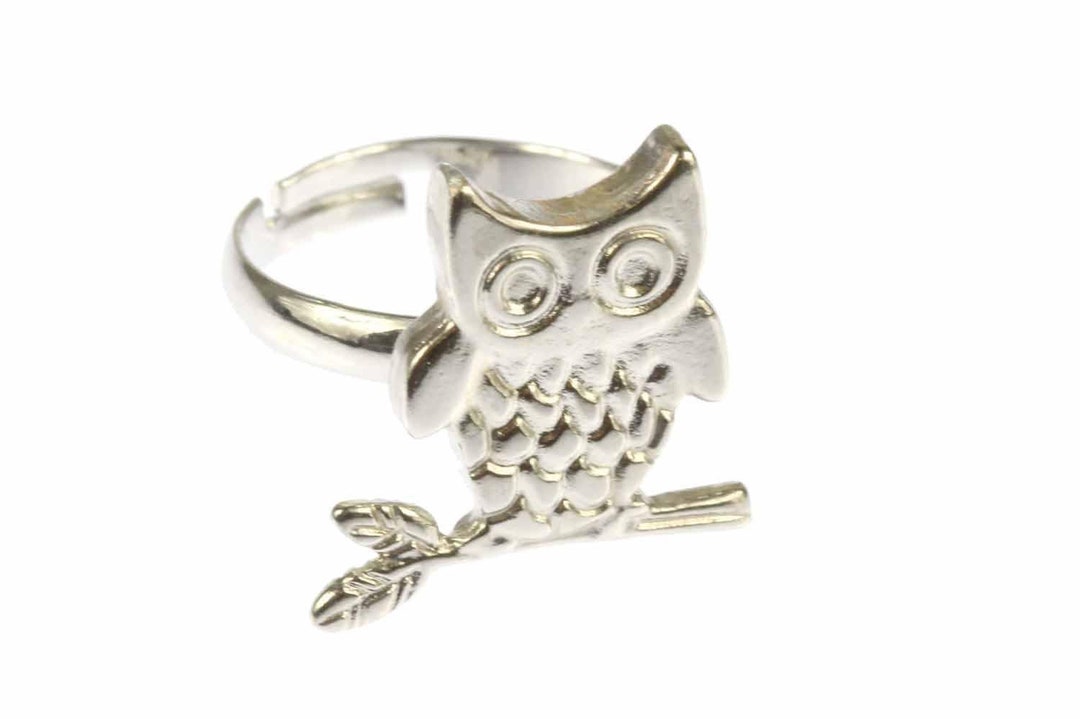 Owl Ring Miniblings Finger Owls Eagle Branch Silver - Etsy Italia