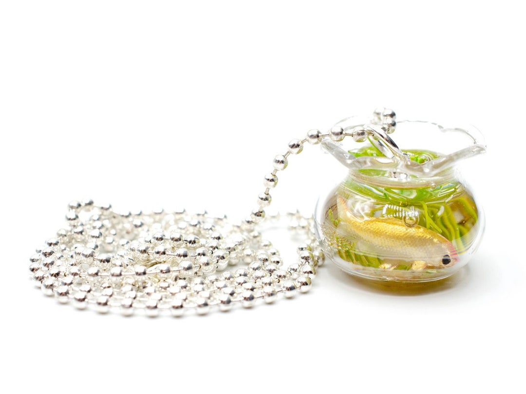 Goldfish Glass Chain Necklace 80cm Miniblings Fish Goldfish Aquarium ...